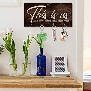 Naive Argo Personalized Wood Wall Mount Key Holder for Couple Mr Mrs Wedding Gift | New Home Décor Customize Key Ring Hook Hanger for Housewarming Gifts | C03D02