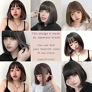 ブライトララ BRIGHT LELE Nature Full Short Straight Bob Hair With Natural Bangs Wigs for Woman Synthetic Hair Wig for Daily Party Cosplay Wig HF1443-RC