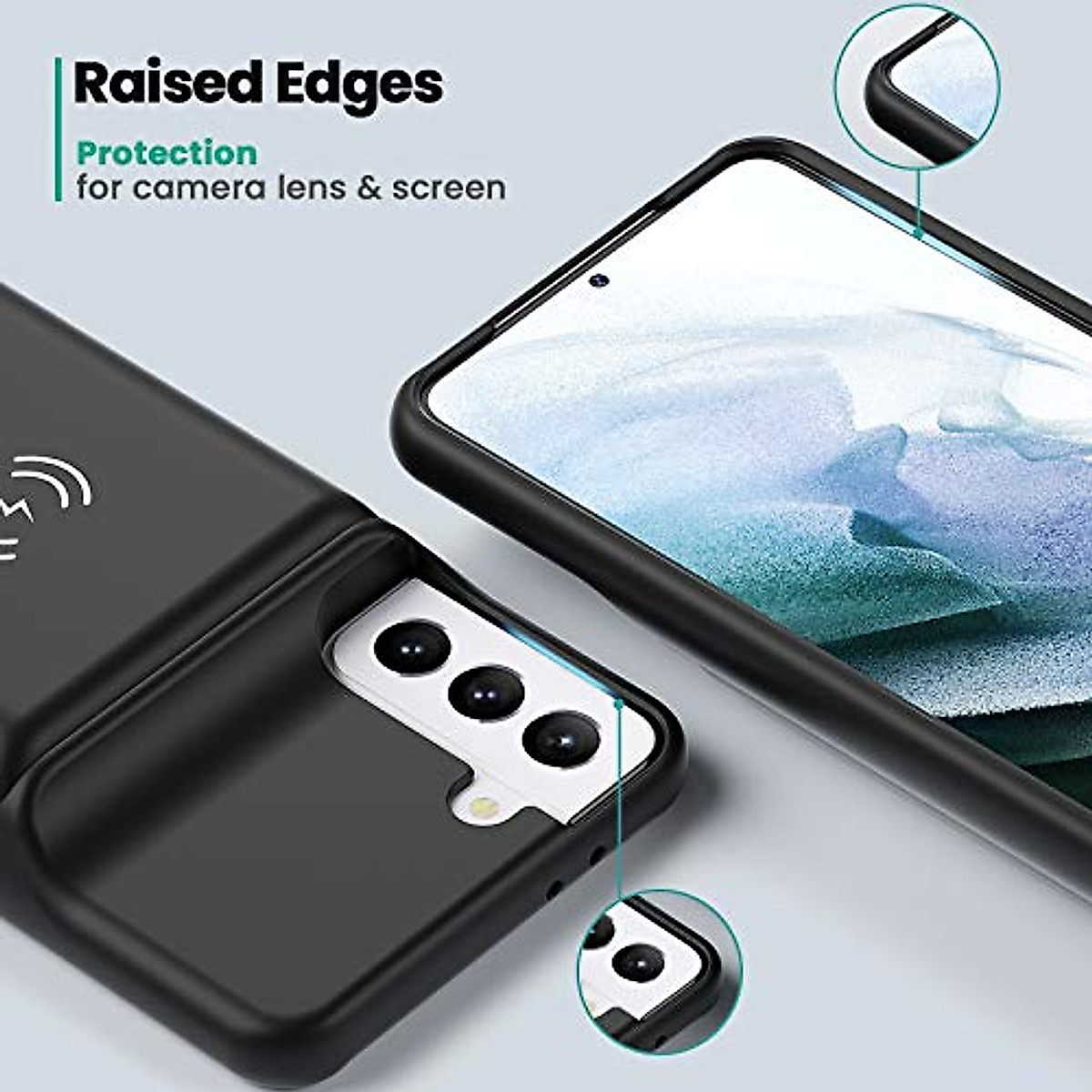 NEWDERY Galaxy S21 Plus(6.7") Battery Case 10000mAh, Fast Charging & Qi Wireless & Android Auto Supported, Extended Battery Charger Protective Case for Samsung Galaxy S21+ 6.7" Black