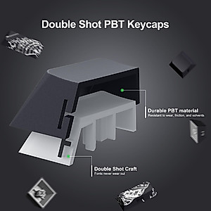 XVX Shine Through Keycaps - Double Shot PBT Keycaps 60 65 75 100 Percent, Side Print Key caps Custom 131 Keys Set, Dye Sub Wave of Kanagawa Key caps for Mechanical Keyboards