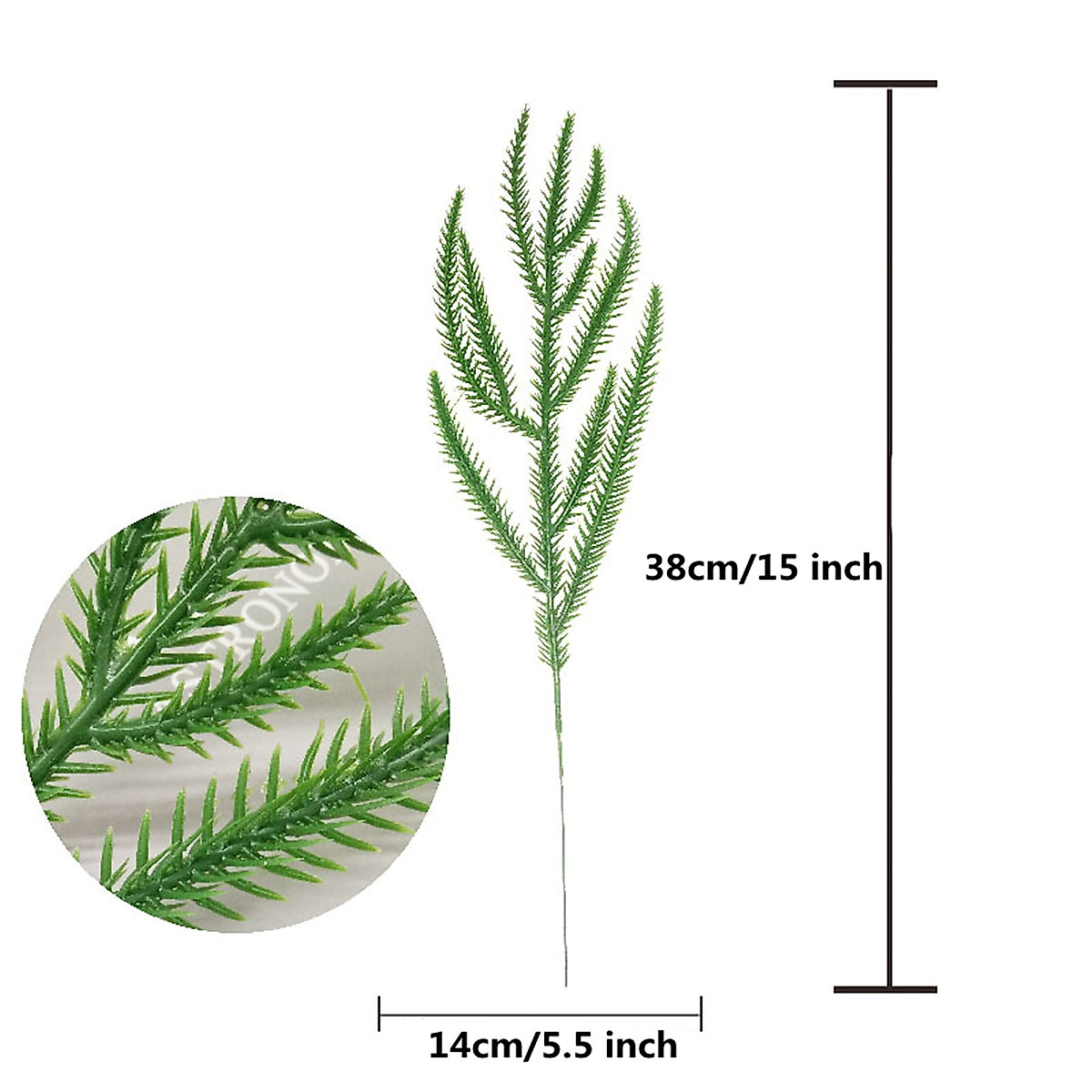 Kylucky 45 PCS Artificial Pine Needles Branches Garland, 10.6 inch Fake Greenery Plants Pine Leaves Needle With 10 branches for DIY Garland Wreath Christmas Thanksgiving Wedding Home Garden Decoration