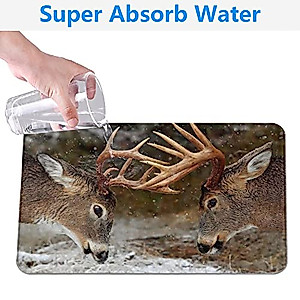 PAUSEBOLL Deer Moose Bath Rugs Machine Washable Bathroom Decor Non-Slip Doormat Water Absorbent Welcome Mat for Kitchen Bedroom Floors 16" X 24"