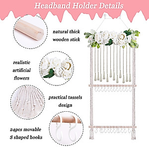 mligril Headband Holder for Girls Hair Bows, Baby Headbands Organizer Storage Hair Clips Hanger Storage Flower Boho Wall Hanging Decor for Nursery Room