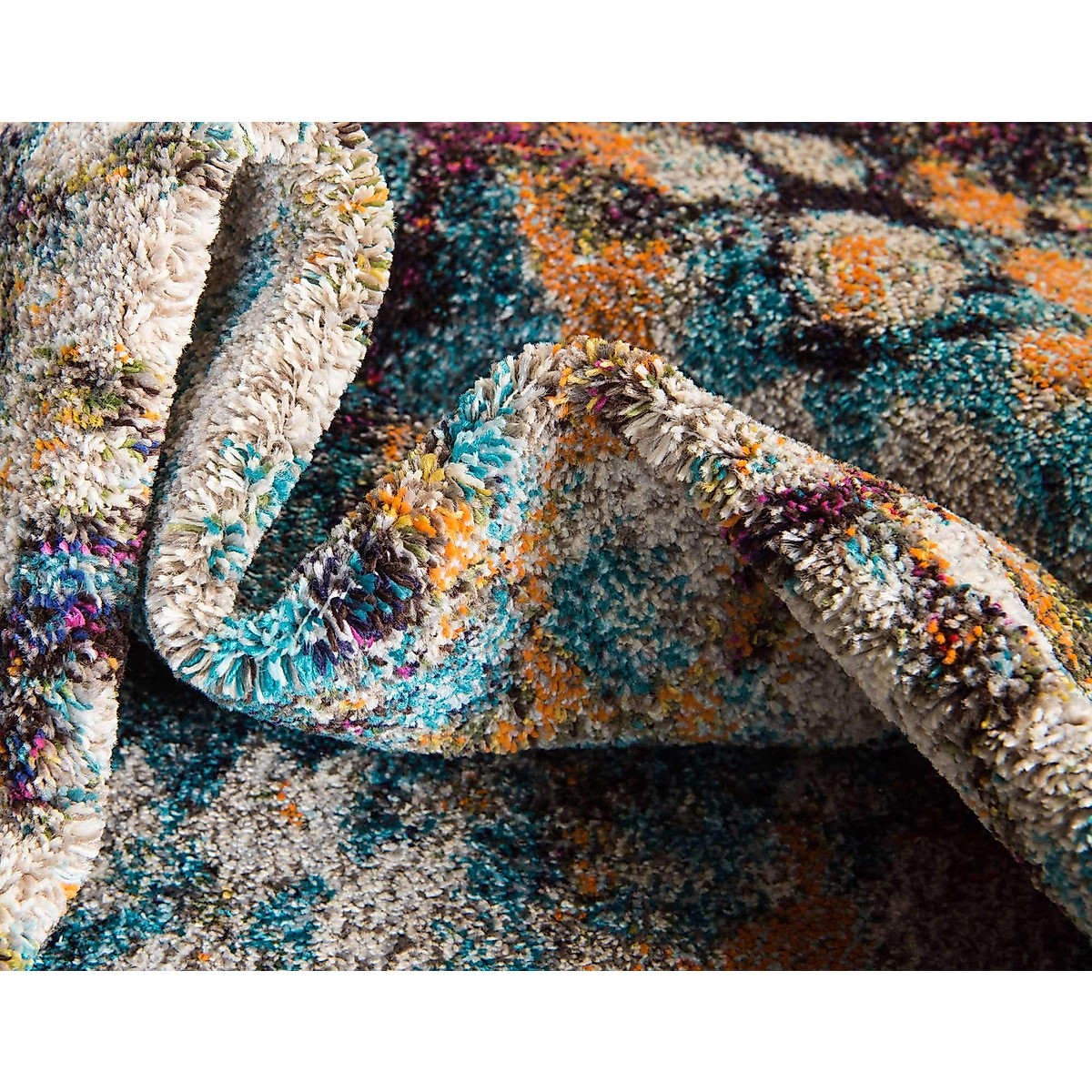 Unique Loom Vita Collection Traditional Over-Dyed Saturated Floral Medallions Area Rug (3' 3 x 5' 3 Rectangular, Turquoise/Ivory)