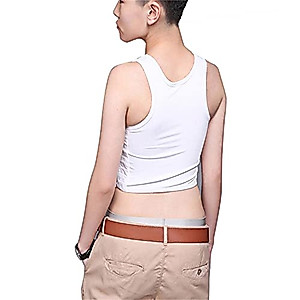 Sunshop Women Hook Vest Top Lesbian Chest Tomboy Slim Fit Straps Tank Sports Bra Chest Binders (Large, White)