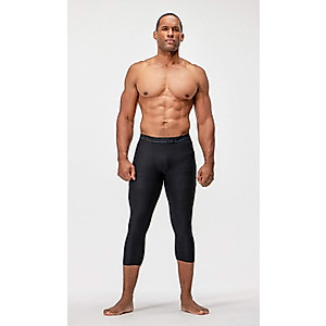 DEVOPS 2 Pack Men's 3/4 Compression Pants Athletic Leggings (X-Large, Black/Navy)