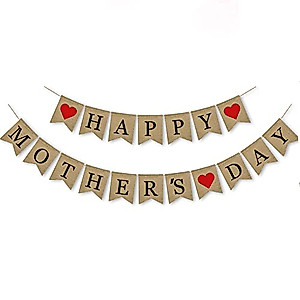 Happy Mothers Day Banner Rustic Mothers Day Party Decoration Supplies | Mothers Day Gifts from Son and Daughter