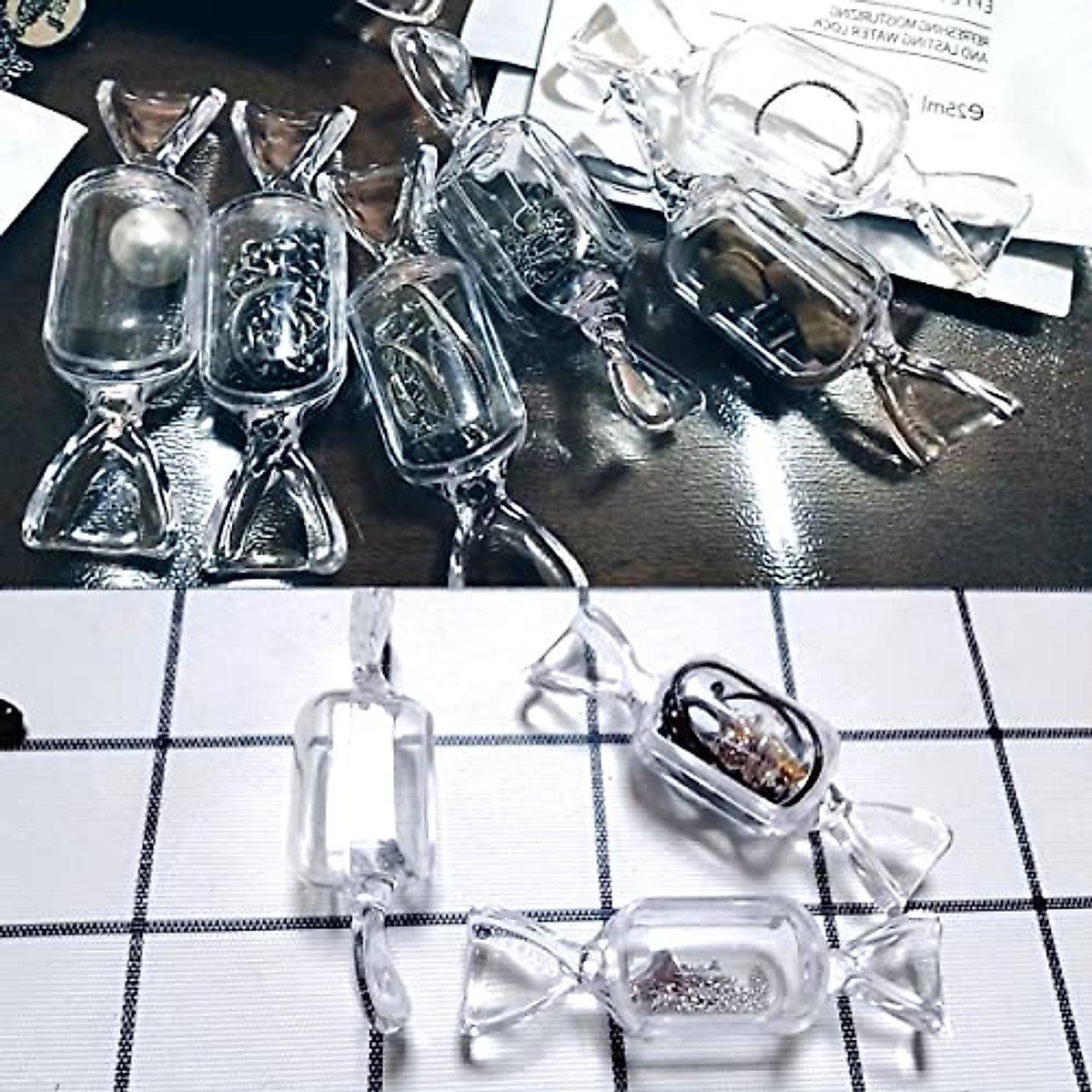 LapangZi 10 Pcs Candy Shaped Mini Box Transparent Jewelry Storage Containers Travel Plastic Containers Storage Case for Small Decorations Items