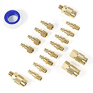 1/4" Air Coupler and Plug Kit 16pcs, Quick Connect Air Hose Fittings, I/M Industrial Type 1/4" NPT Hose Connectors Set for Air Compressors