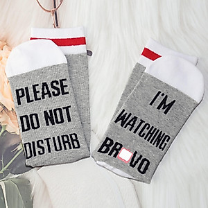 POFULL TV Show Lover Gift Please Do Disturb I'm Watching TV Series Lover Novelty Socks (I'm Watching Bravo Socks)