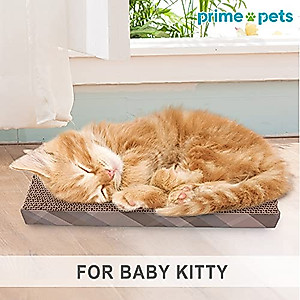 PrimePets Cat Scratcher Cardboard, 2 Pack Recycle Corrugated Cat Scratching Pad, Reversible Kitty Scratch Board Sofa Bed Lounge for Furniture Protector, Catnip Included
