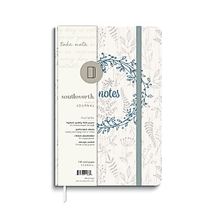 Southworth Premium Journal, 5.5”x 8.25”, Rustic Greenery, Premium 28lb/105gsm Paper, Medium Book Bound Journal, 1 Ribbon Placeholder, 64 Ruled Sheets/128 Ruled Pages (91266)