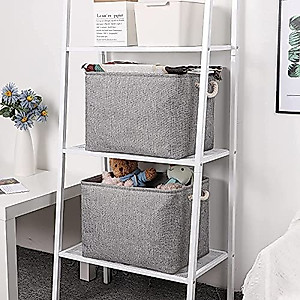 Bidtakay Baskets Set Fabric Storage Bins-Grey Bundled Baskets of 2 Large Baskets 16" X 11.8" X 11.8" + 6 Small Baskets 11.8" X 7.8" X 5"