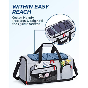 BAGSMART Gym Bag for Women & Men, 35L Sports Travel Duffel Bag with Shoe Compartment，Anti-Theft Carry On Weekend Bag for Airplane, Water Resistant Workout Overnight Backpack for Travel Gym,Grey