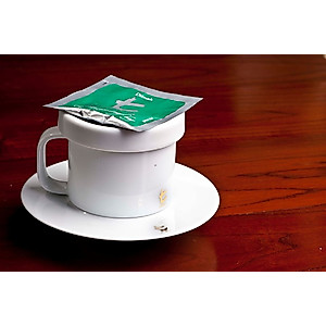 Dilmah, Tea Mug, Saucer, and Lid, Fine Porcelain, t-Series Collection, Gold Monogram, Coffee or Tea Service, 3 Piece Set, 10 Oz. volume, Pack of 2