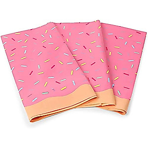 BLUE PANDA Donuts Birthday Party Table Covers (Pink, 54 x 108 in, 3 Pack)