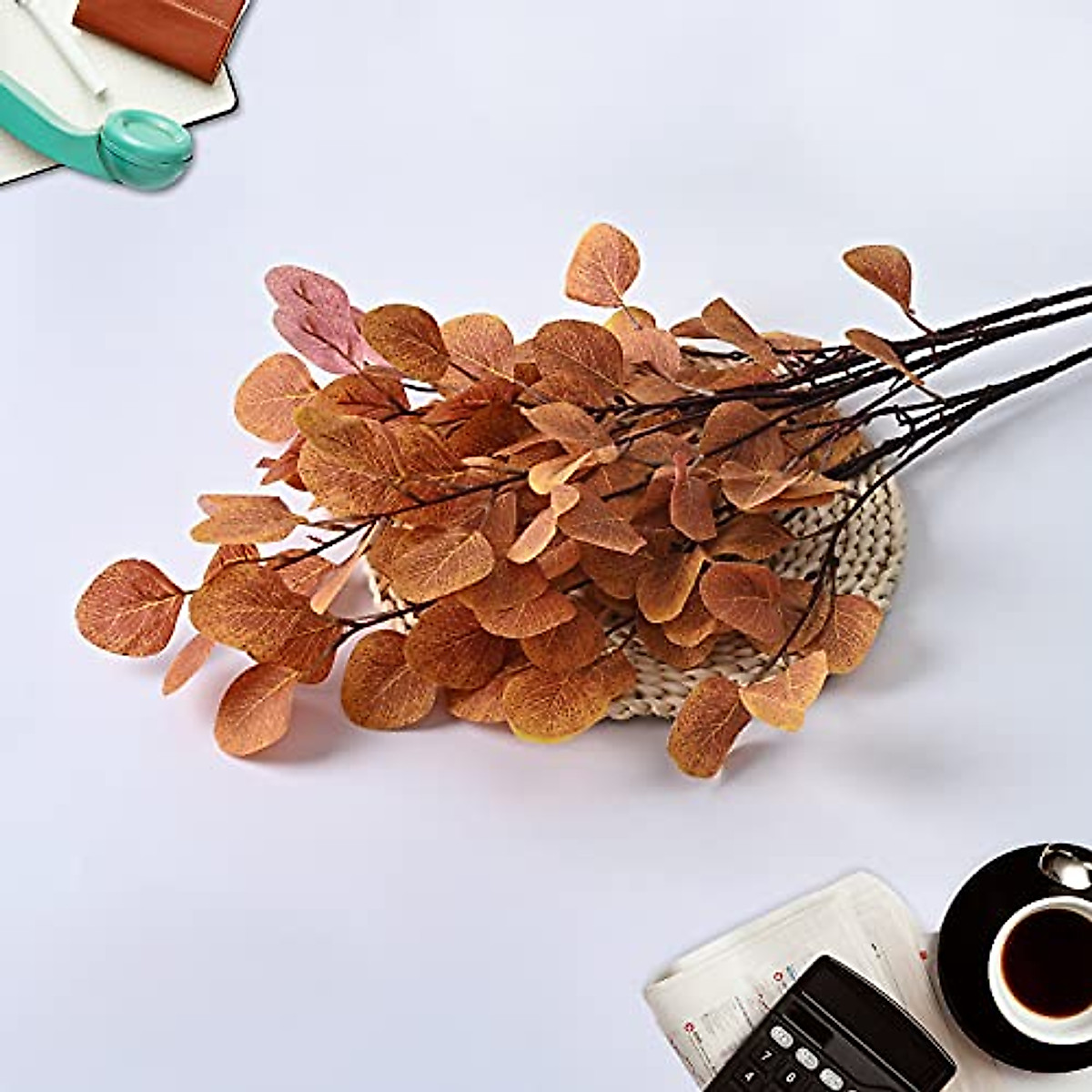 Artflower Artificial Eucalyptus Leaves, Tall Silver Dollar Eucalyptus Leaf Greenery Stems Silk Plastic Plants Fake Eucalyptus Garland Branches for Home Wedding Party Thanksgiving Décor