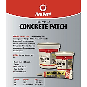 Red Devil 0645 Pre-Mixed Concrete Patch, 5.5 Oz Squeeze Tube, Pack of 1, Gray, 5 Fl Oz