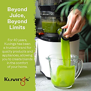 Kuvings AUTO10 Cold Press Juicer White - Hands-Free Masticating Juicer With 240W Motor - Quiet Electric Juicer Machine With 100 Ounce Batching Hopper for Juice, Smoothies, Nut Milk, and Sorbets