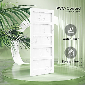 Fredbeck 30x84 inch White Barn Door with 5.5FT Sliding Door Hardware Kit Included & Handle,Solid,MDF, PVC Surface,DIY Assembly,5-Panel,Fit 27in-28in Opening