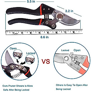 Kynup Pruning Shears for Gardening, Gardening Shears Heavy Duty, Cutting Shears Garden,Hedge Clippers, Rose Pruning Shears, Hand Clippers Gardening (Red Black)