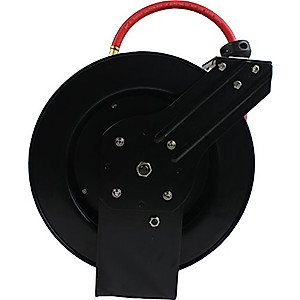 MaxWorks 80720 50ft Auto Rewind Retractable Reel with 3/8" x 50' Air Hose with Brass Fittings