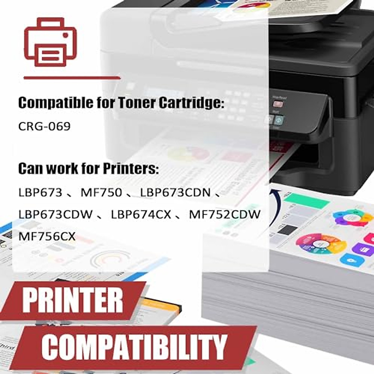 Replacement CRG069 Toner Cartridges Compatible for Canon CRG069 CRG-069 069 Toner Cartridge Work for Canon LBP673 MF750 LBP673CDN LBP673CDW LBP674CX MF752CDW Printer Combo Pack