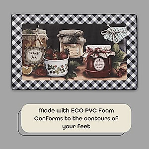 Anti-Fatigue Floor Comfort Mat - 18 x 30 Inch (Mason Jars) - Waterproof Non-Slip Rug - Easy to Clean Cushioned Mat for Kitchen, Bathroom, Standing Desk & Office - Achim Home Decor