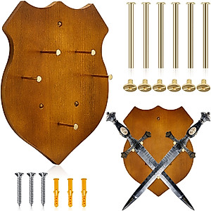 Queekay Sword Wall Mount Display Wooden Holder Axe Katana Sword Wall Mount Plaque Stand Hanger for Gift(Brown)