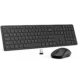 Wireless Keyboard and Mouse, Keyboard and Mouse Wireless Quiet Full Size Ergonomic Keyboard Mouse Comb with Number Pad for Computer,Laptop, Desktop, PC by Deeliva (Black)