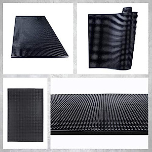 Rubber Bar Mat by ProTensils, 18" x 12", Black Bar Mats, Bar Service Mat, Black Coffee Bar Mat, Spill Mat for Counter-Top (2 Pieces)