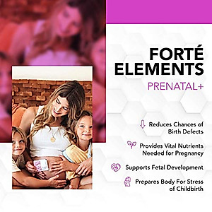 Forte Elements Prenatal Vitamins – Physician Formulated Multivitamin for Nutritional Support of Mother and Baby with Folate, Choline and DHA / EPA (30 Day Supply)
