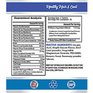 PET SUPPLEMENTS & NUTRITION LLC Dog Skin Relief - Dog Hair and Coat Complex - Itch Relief - Immune Support - Vitamins and Minerals - quercetin Powder for Dogs - 1 Bottle (60 Treats)