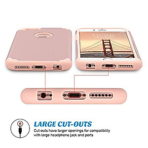 ULAK iPhone 6S Case, iPhone 6 Case, Slim Fit Dual Layer Soft Silicone & Hard Back Cover Bumper Protective Shock-Absorption & Anti-Scratch Case for Apple iPhone 6/6S 4.7 inch, Rose Gold