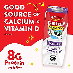Horizon Organic Shelf-Stable Low Fat milk Boxes, Vanilla, 8 oz., 12 Pack