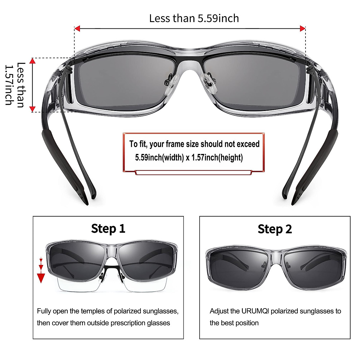URUMQI Polarized Sunglasses Fit Over Glasses for Men Women, Wrap-around Driving Sunglasses 100% UV Protection