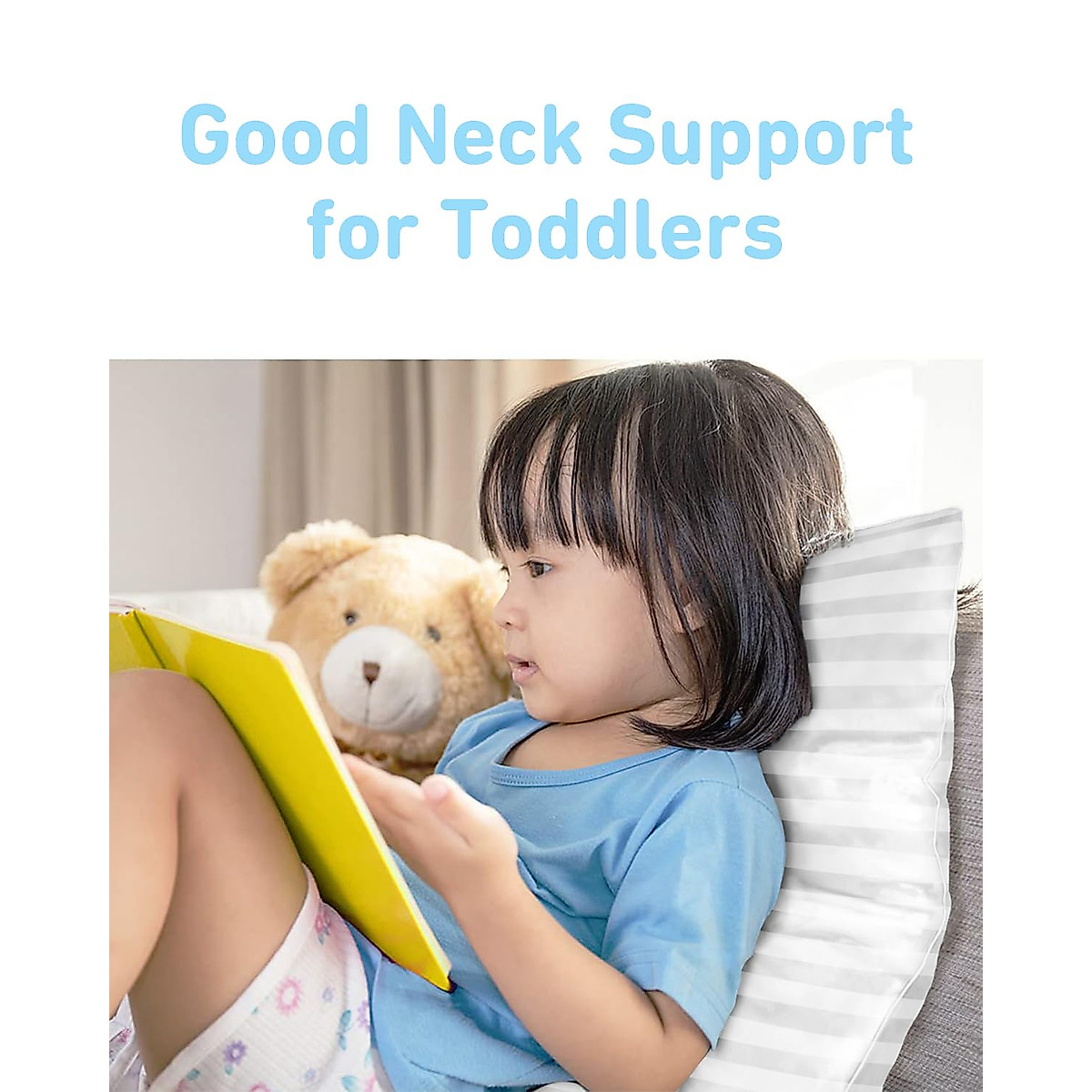 Toddler Pillow,13 x 18 Toddler Pillows for Sleeping,Machine Washable Kids Pillow, Perfect for Travel,Toddlers Cot(Not Included Pillowcase)