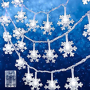 Christmas Lights Snowflake String Lights 19.6 ft 40 LED Fairy Lights Winter Wonderland Lighted Decor for Xmas Garden Patio Bedroom Party Decor Battery Operated Indoor Outdoor Celebration Lighting