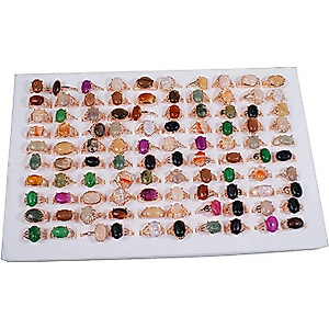 YITANA Bulk Rings Wholesale 100 Pack Crystal Ring Jewelry for Boutiques (100PCS Mixed-Rose Gold)