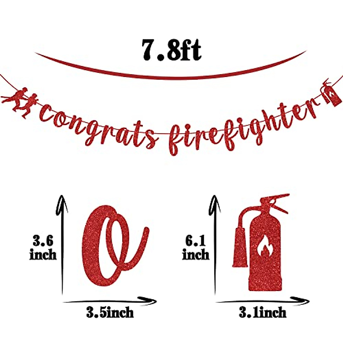 Red Glitter Congrats Firefighter Banner, So Proud of You/Class of 2023/Congrats Grad, 2023 Graduation Party Decorations