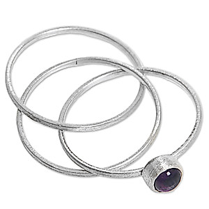 NOVICA Amethyst .925 Sterling Silver Ring 'Magical Force in Purple'