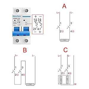 Heschen DC Miniature Circuit Breaker, HSB6C-DC, 2 Poles, DC500V 125A, Photovoltaic Circuit Breaker, for Solar PV System Solar Panels Grid System, 35mm DIN Rail Mounting