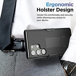 Encased DuraClip Designed for Samsung Galaxy S23 Ultra Belt Clip Case, Slim Phone Case with Holster (Black)