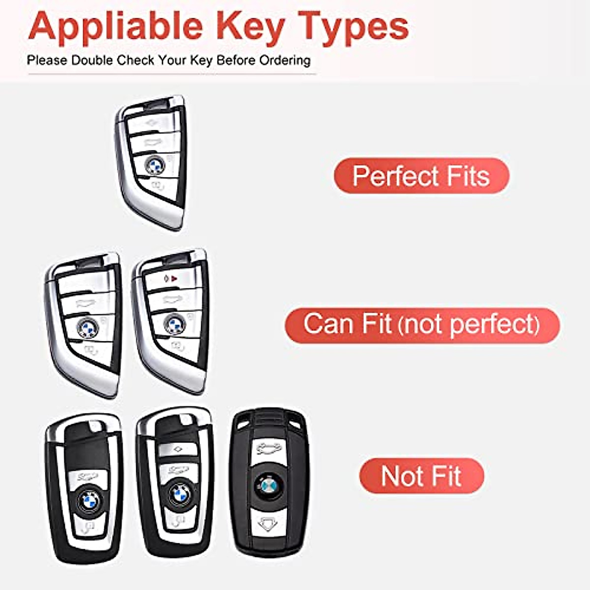 RUABIBAN for BMW Key Fob Cover with Keychain, Soft TPU Key Case Protection Fit for BMW X1 X2 X3 X5 X6 X7 and Series 1 2 3 4 5 6 7 8 Remote Smart Key Protector