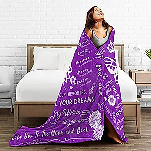 Aocclos Happy Birthday Gift for Women,Best Friend Birthday Gift for Women,Personalized Purple Gift for Women,Birthday gift for Women Friendship, Women Birthday Gift Soft and Cozy Throw Blanket 60"X50"