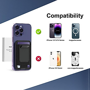 HLHGR Magnetic Wallet Card Holder Compatible with MagSafe，iPhone Wallet with Adjustable Stand for iPhone 14 Pro Max/14 Plus/14 Pro/14, iPhone 13 Pro Max/13 Pro/13, iPhone 12/12 Pro/12 Max Black