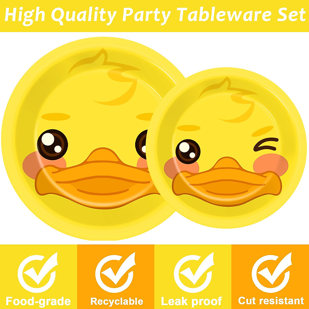 gisgfim 96 Pcs Duck Plates and Napkins Party Supplies Duck Themed Party Tableware Set Duck Birthday Party Decorations Favors for Kids Birthday Baby Shower Serves 24 Guests
