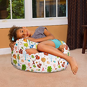 Posh Creations Bean Bag Chair for Kids, Teens, and Adults Includes Removable and Machine Washable Cover, 27in - Medium, Canvas Animals Forest Critters