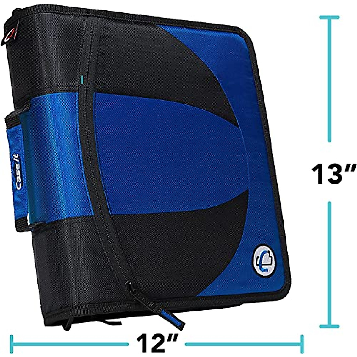 Case-it The Dual 2-in-1 Zipper Binder - Two 1.5 Inch D-Rings - Includes Pencil Pouch - Multiple Pockets - 600 Sheet Capacity - Comes with Shoulder Strap - Mint Blue Dual-101