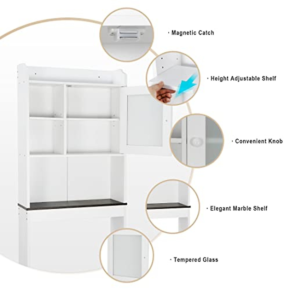 SUPER DEAL New Version Over-The-Toilet Bathroom Storage Cabinet Freestanding Wooden Bathroom Organizer w/Adjustable Shelves
